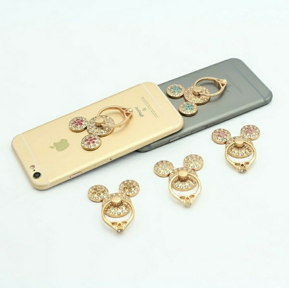 Disney | Accessories | Mickey Mouse Bling Phone Ring Stand Gold Minnie ...